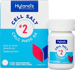 hyland's naturals cell salts 2 calcarea phosphorica 6x tablets, natural homeopathic relief of oral pain and sore throat, 100 count