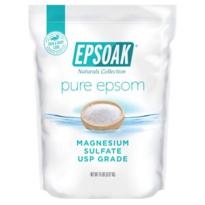 epsoak epsom salt 19 lb. magnesium sulfate usp. (qty. 1 x 19lb. bags) resealable epsom salt bulk bags unscented, made in the usa, cruelty-free certified