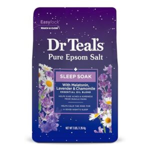 dr teal's pure epsom salt soak, sleep blend with melatonin, lavender & chamomile essential oils, 3 lbs