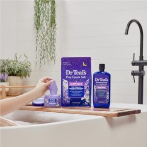 Dr Teal's Pure Epsom Salt Soak, Sleep Blend with Melatonin, Lavender & Chamomile Essential Oils, 3 lbs