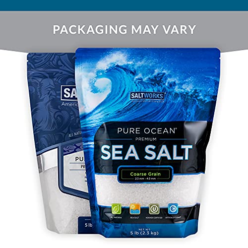 SaltWorks Pure Ocean Sea Salt, Coarse Grain, 5 Pound Bag