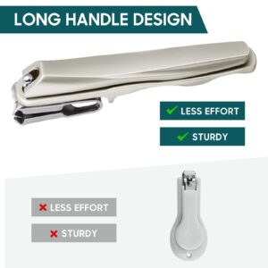 Nail Clippers for Seniors, 360 Degree Rotary Fingernail and Toenail Clippers with Long Handle Ultra Sharp Sturdy Stainless Steel Heavy Duty Large Toe Nail Clippers for Thick Nails Built-in Nail File