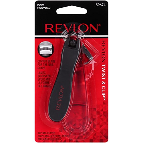 Revlon Twist & Clip Nail Clipper, 360-Degree Rotating Nail Clipper, Curved Blade