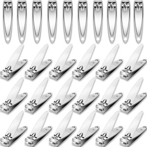 28 pieces fingernail nail clippers bulk thick stainless steel toe nail clippers nail cutter set portable sturdy nail clippers for men and women (simple style)