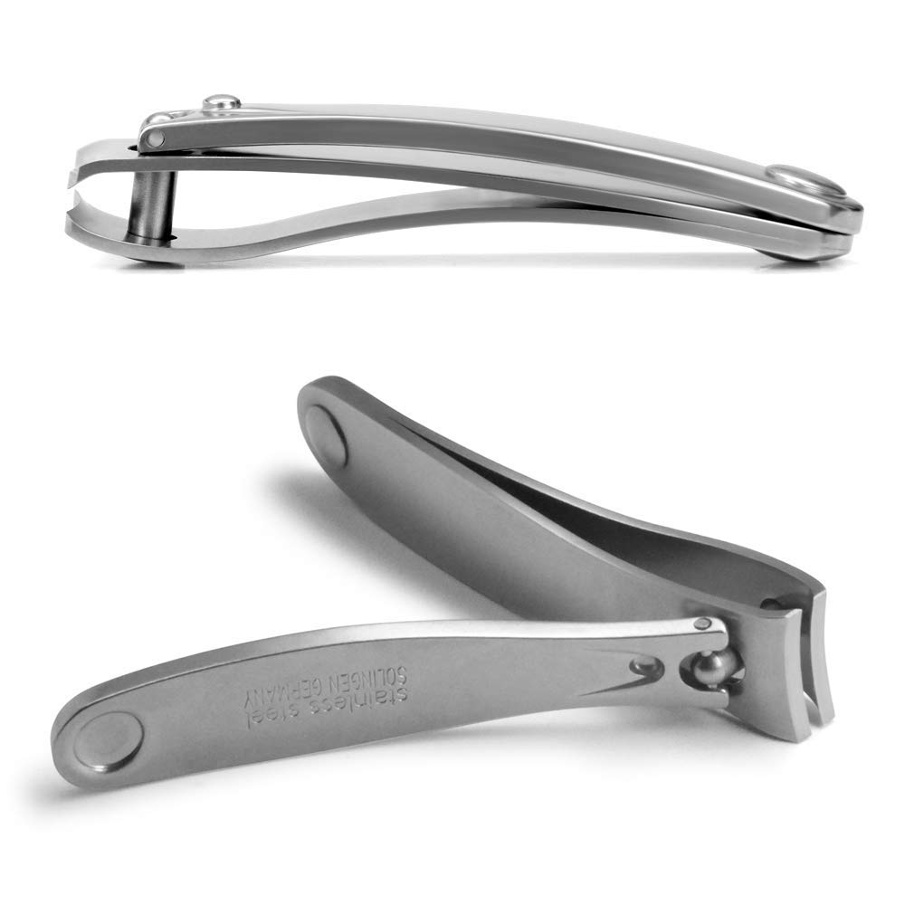 GERMANIKURE Professional Nail Clipper - FINOX Surgical Stainless Steel Manicure and Pedicure Tools in Leather Case- Ethically Made in Solingen Germany - Travel Size Nail Care