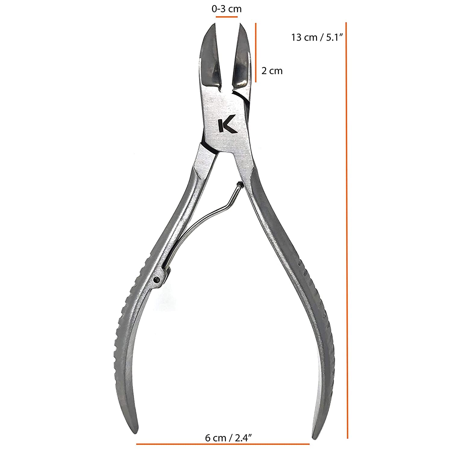 KOHM Ingrown Toenail Clippers for Thick Nails - 5" Long KP-700 Heavy Duty Stainless Steel Toe Nail Nippers Tool for Men, Women, Seniors & Adults - Professional Podiatrist Tool