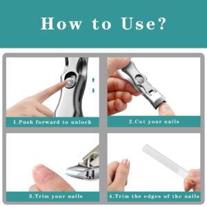 Nail Clippers with Catcher,an Anti Splash Nail Clipper and a Slanted Nail Clipper Set,Mess Free Fingernail Clipper Toenail Clippers for Thick Nails for Seniors Men Women Adult