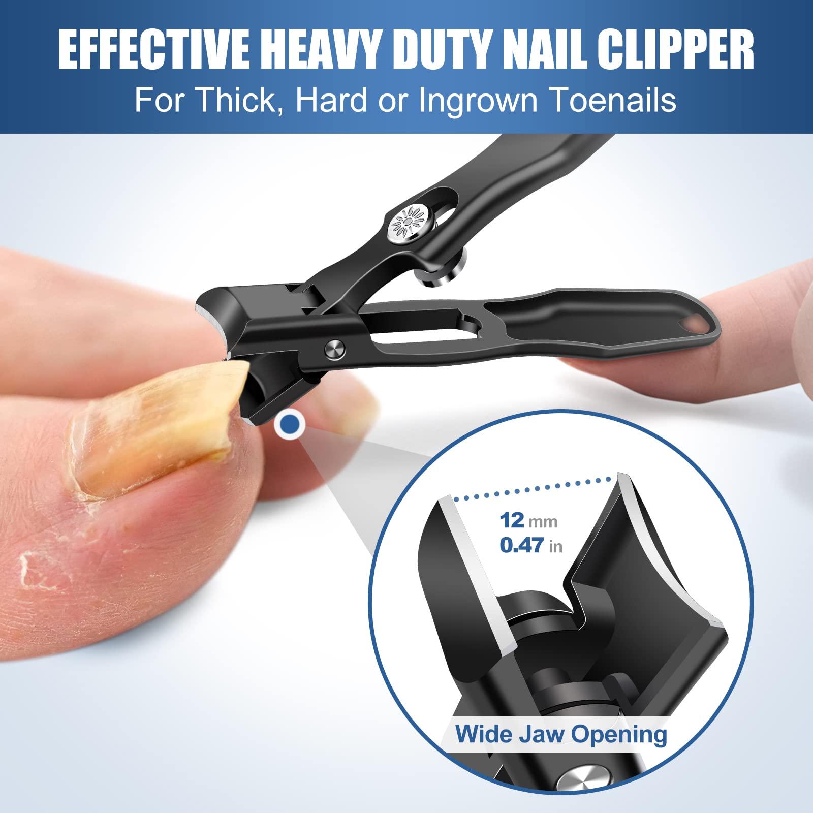 Wide Jaw Toenail Clippers with Catcher - Popular No Splash Nail Clippers for Men Seniors Thick Nails, Anti-Splash Ultra Sharp Mess Free Self Collecting Fingernail Cutter w Catching Storage