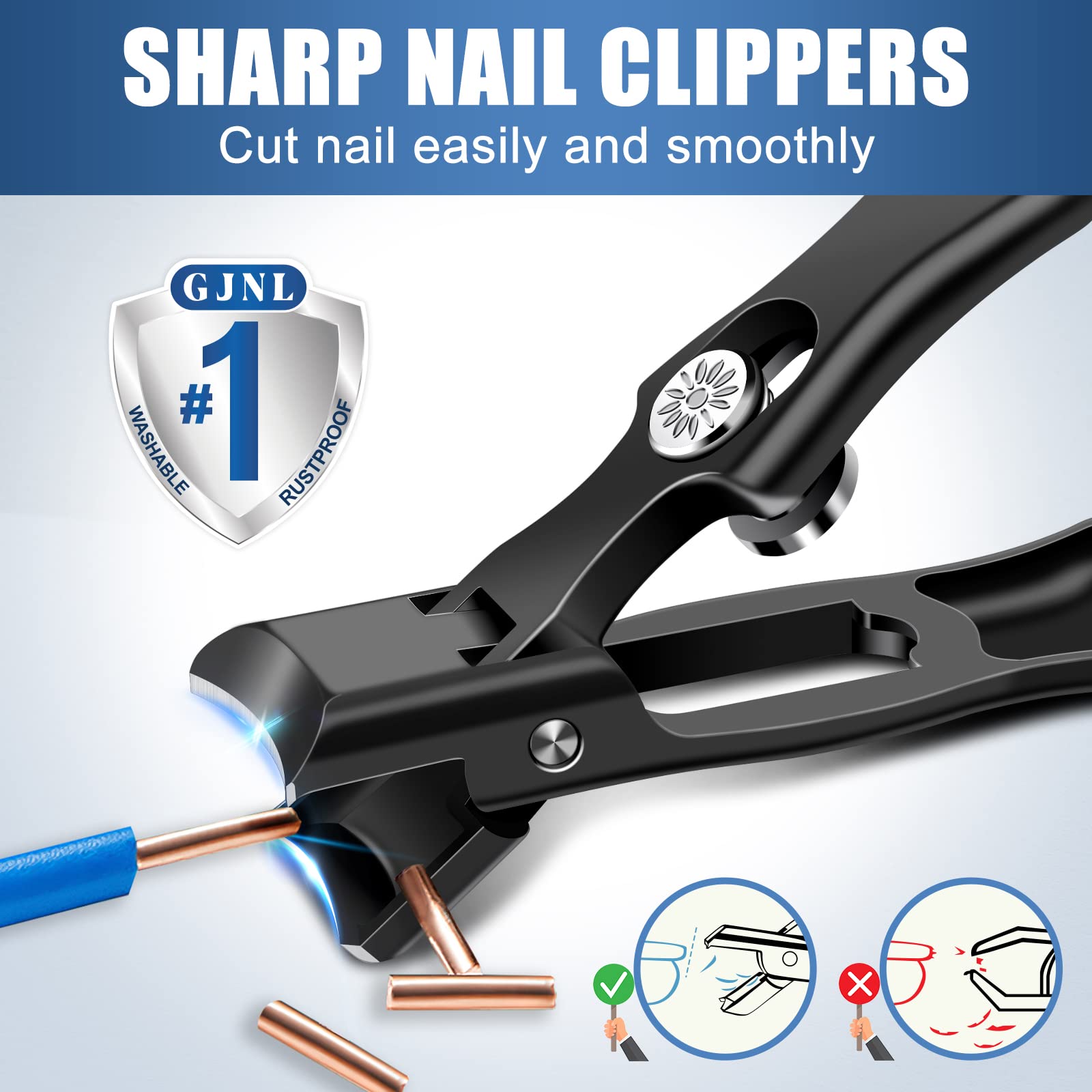 Wide Jaw Toenail Clippers with Catcher - Popular No Splash Nail Clippers for Men Seniors Thick Nails, Anti-Splash Ultra Sharp Mess Free Self Collecting Fingernail Cutter w Catching Storage