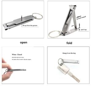 Ginalaia Stainless Steel Portable Nail Cutter，German Keychain Nail Clipper with File for Man and Women, Ultra Thin Flat Nail Clipper Perfect Use for Traveling、 Home 、 Office (Small, 1)