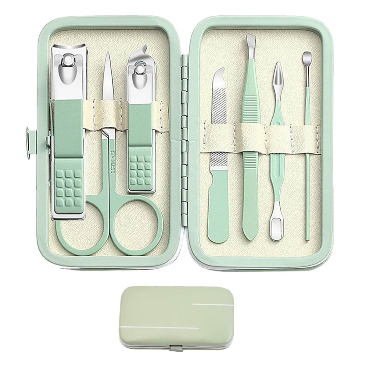 Manicure Set Nail Clipper Set Men Women Toe Finger Nail Clipper Personal Care Tools with Portable Travel Case Manicure Pedicure Tools Grooming Kit Gift for Men Women Family Friends Wife(Green)