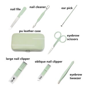 Manicure Set Nail Clipper Set Men Women Toe Finger Nail Clipper Personal Care Tools with Portable Travel Case Manicure Pedicure Tools Grooming Kit Gift for Men Women Family Friends Wife(Green)