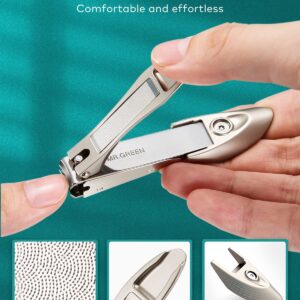 Nail Clippers for Thick Nails, Professional Nail Cutter with Catcher, Medical Grade Stainless Steel, Sharp and Durable Nail Clipper Kit for Men and Women, Bionics Design(Small and Big)