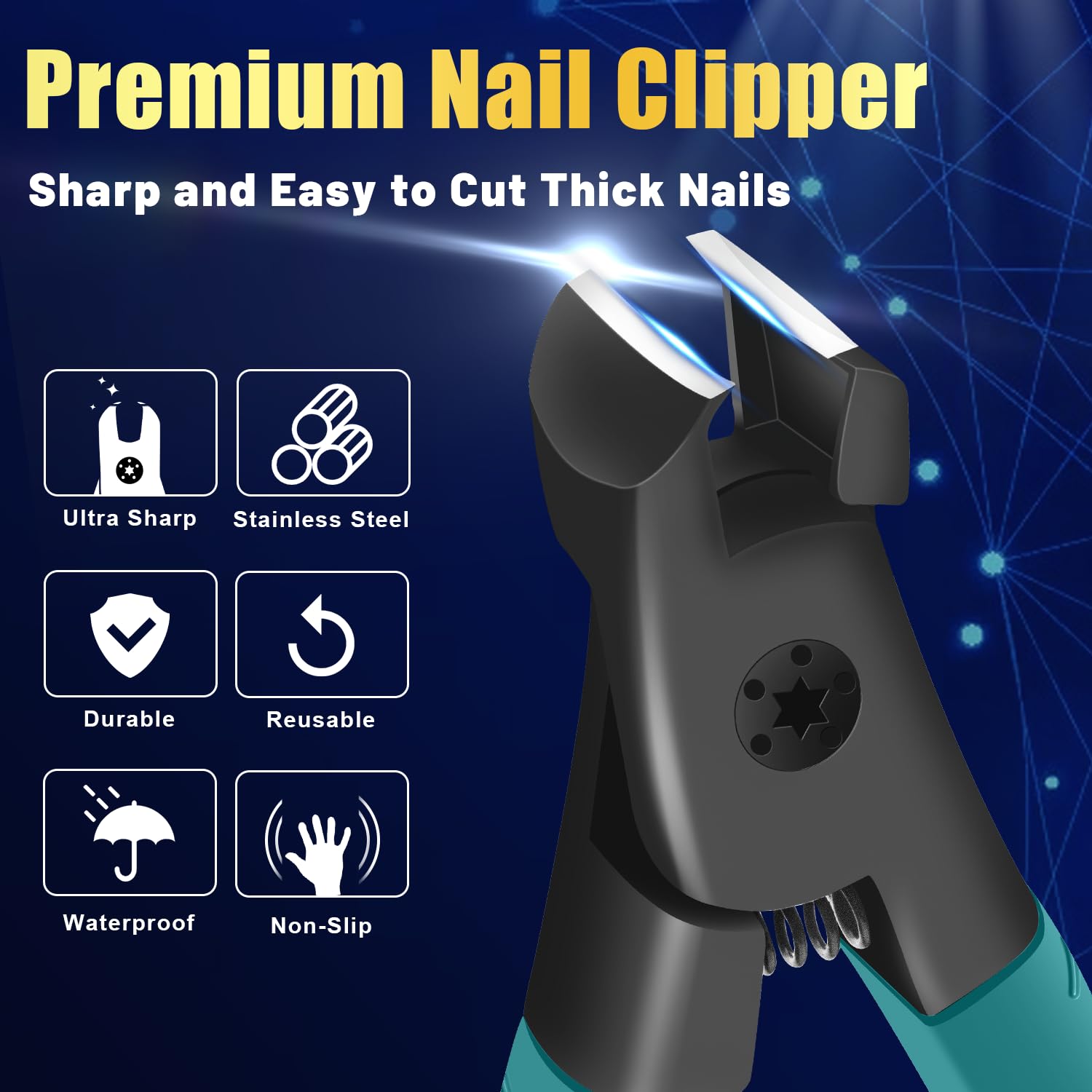 Nail Clippers for Men, Toe Nail Clippers for Thick Toenails Acrylic Nail Clipper Set for Women, Seniors Nail Clippers for Thick Toenails Long Handle Clippers Ultra Sharp Stainless Steel Nail Clippers