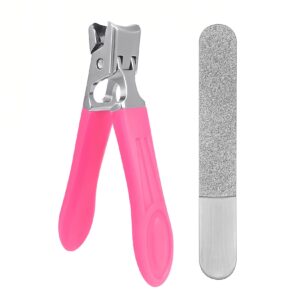 sg nekoo nail clippers for thick nails hard fingernails and toenails cutter with file, ultra sharp curved splash proof trimmer for adults men women seniors (mid-pink)