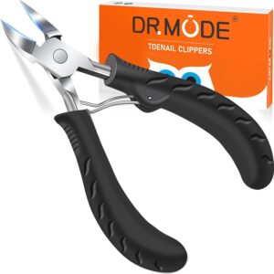 toenail clippers for seniors & thick nails - drmode precision large toe nail clippers for thick nails,comfort grip fingernail clipper, ergonomic long handle nail cutter for men and women