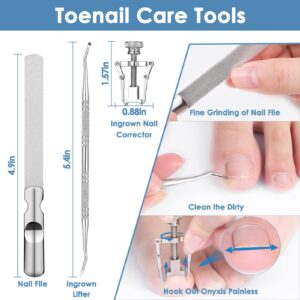 Modacraft Podiatrist Toenail Clippers, Professional Thick & Ingrown Toe Nail Clippers for Men Seniors, Ingrown Toenail Treatment Removal Kit with Nail Cutter Super Sharp Blade Soft Anti-slip Handle