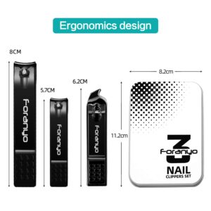 Nail Clippers,3 Pack Toenail Clippers Fingernail Clipper Nail Clippers for Men Women Adult, Nail Cutter Nail Clippers Set for Thick Toenails-[Black]