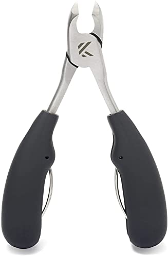 Toe Nail Clippers for Thick Nails – KLIPP Toenail Clippers Ingrown and Cuticle Nipper Trimmer Made of Rustproof Stainless Steel with Short Curved Blades, Ergonomic TPU Grips and Dual Spring Mechanism