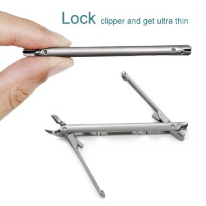 VOGARB Portable Nail Clippers for Thick Nails Ultra Thin Foldable Wide Jaw Opening Cutter with Safety Lock Double Head Curved and Slanted Trimmer for Toenail Fingernail Travel Design (Silver)