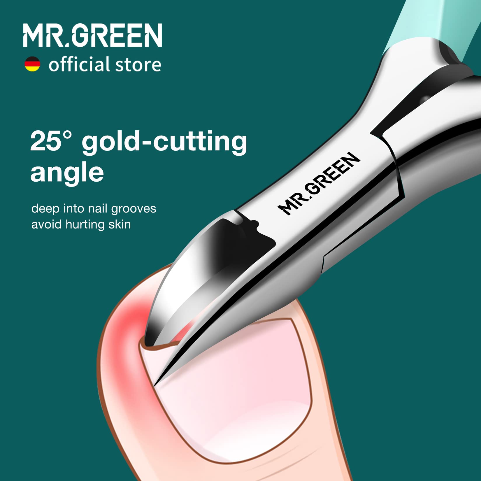 MR.GREEN Toenail Clippers Stainless Steel Ingrown Nail Cutter Thick and Hard Nails Pedicure Manicure Tools (Green)