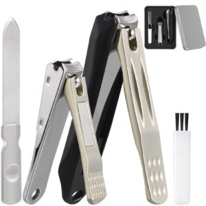 nail nipper, premium stainless steel fingernail and toenail clipper cutters,nail cutters sets with nail file and cleaning brush for seniors, aducts,