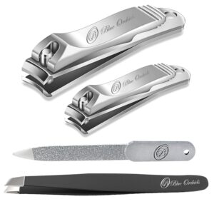 nail clippers - fingernail and toenail clipper for men and women – mens nail cutter trimmer for toe nail and finger nail with nail file and & slant tweezers