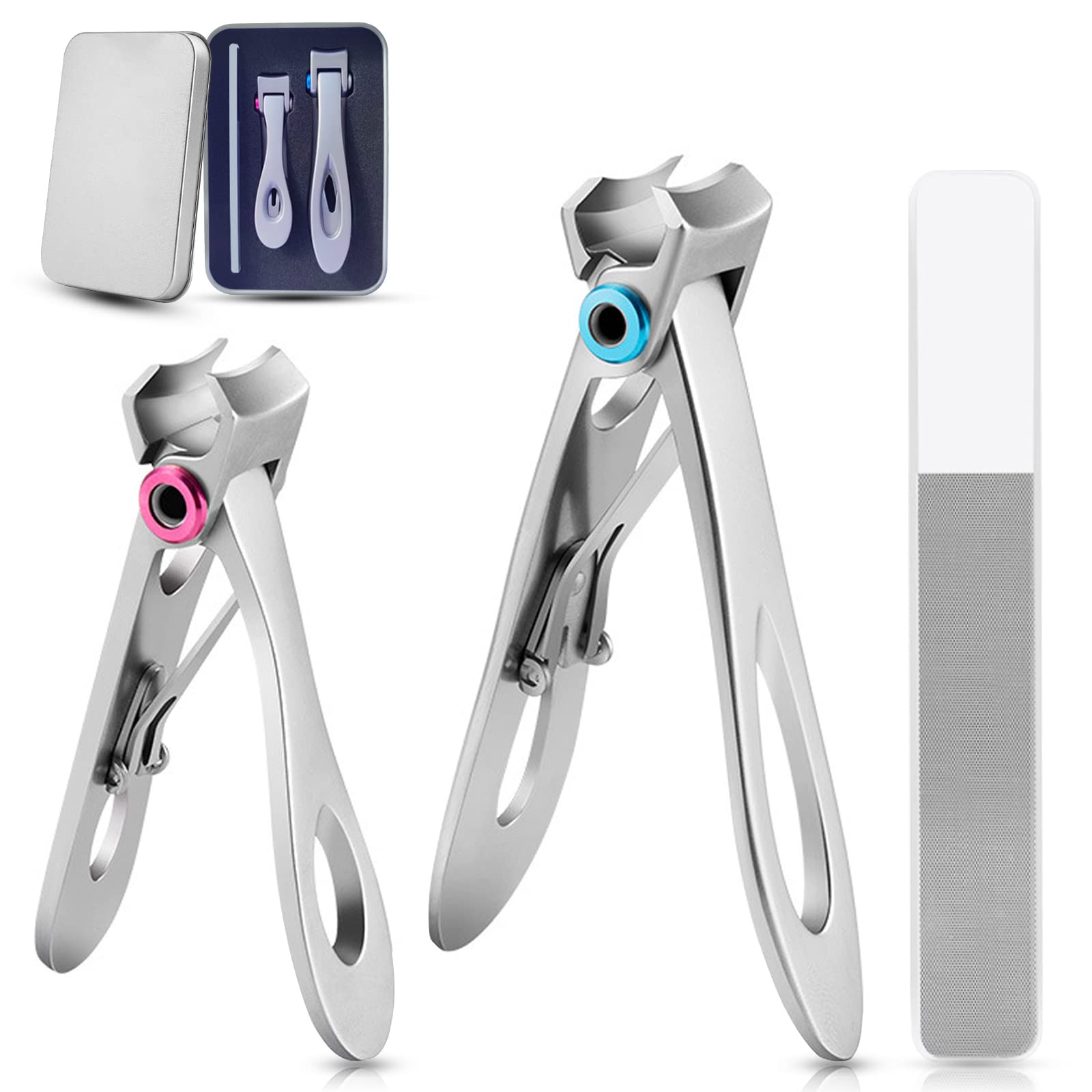 Nail Clippers Set,Toenail Clippers for Thick Nails,Fingernail Clipper for Men Women Silver