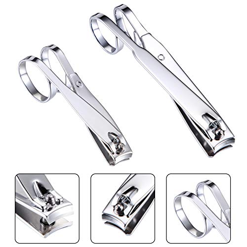 Mudder 4 Pack EZ Grip Nail Clipper Set EZ Grip Nail Clipper Edge Fingernail and Toenail Clipper Cutters Set Sharp Stainless Steel Blade Toenail Clippers Long Handle for Men Women