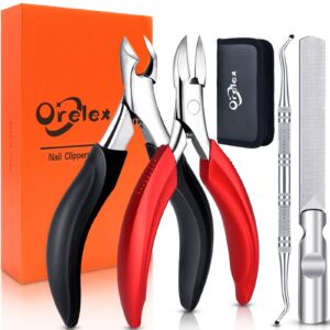 orelex toenail clippers for seniors thick toenails, toe nail clippers adult long handle for men, sharp professional heavy duty ingrown toenail tool