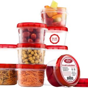 Soup Freezer Food Storage Containers With Screw On Lids [16 Oz -10 Pack] Reusable Plastic Container leak proof, Airtight, Stackable, Microwave Safe BPA Free