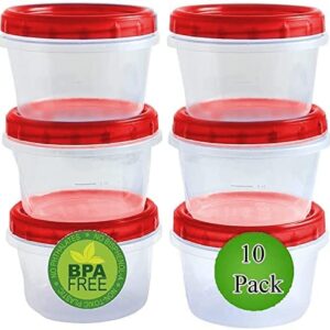 Soup Freezer Food Storage Containers With Screw On Lids [16 Oz -10 Pack] Reusable Plastic Container leak proof, Airtight, Stackable, Microwave Safe BPA Free