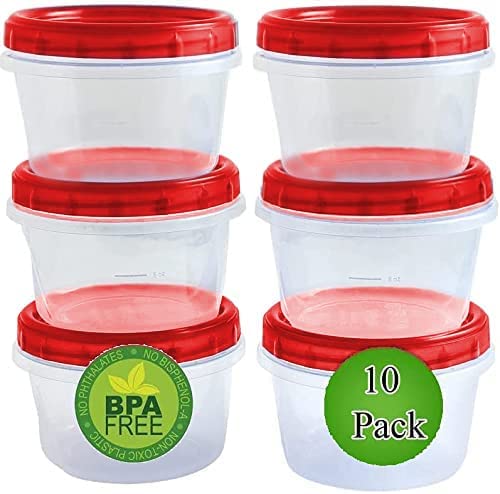 Soup Freezer Food Storage Containers With Screw On Lids [16 Oz -10 Pack] Reusable Plastic Container leak proof, Airtight, Stackable, Microwave Safe BPA Free