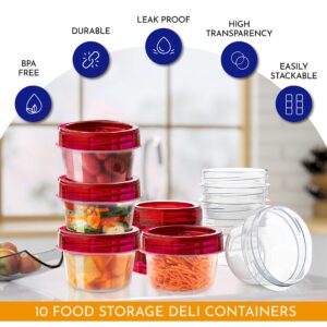 Soup Freezer Food Storage Containers With Screw On Lids [16 Oz -10 Pack] Reusable Plastic Container leak proof, Airtight, Stackable, Microwave Safe BPA Free