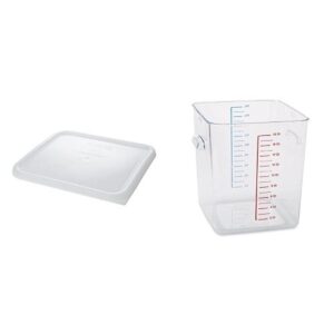 rubbermaid commercial space saving food service container with lid, 18-quart, clear, fg631800 and fg652300wht