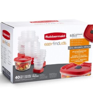 Rubbermaid 2063703 Easy Find Lid Storage Container, BPA Free, Red