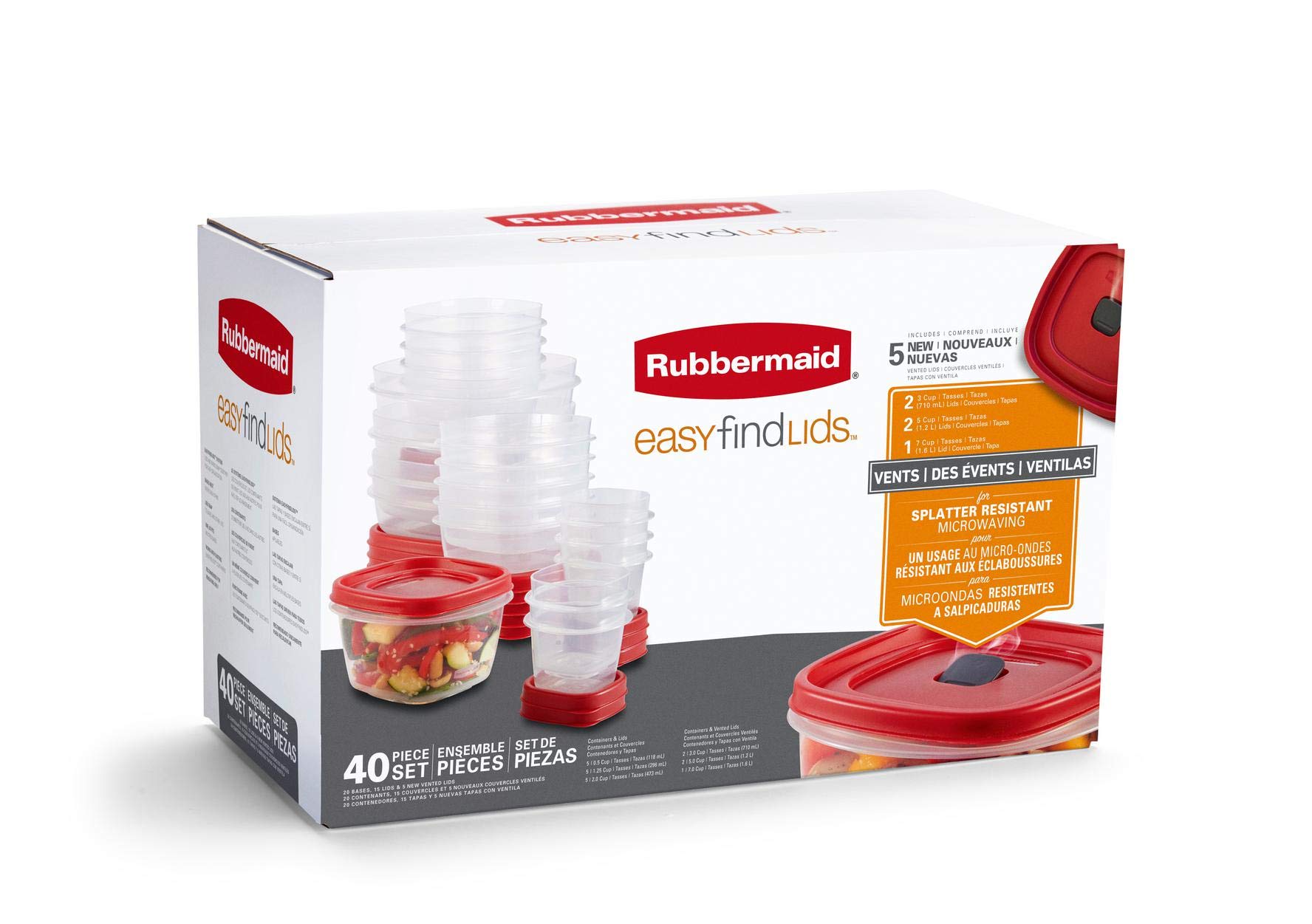 Rubbermaid 2063703 Easy Find Lid Storage Container, BPA Free, Red