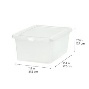 IRIS USA 17 Qt Clear Storage Box, BPA-Free Plastic Stackable Bin with Lid, 4 Pack, Containers to Organize Shoes and Closet Shelves, Classroom Organization Teacher Tools, Game Storage