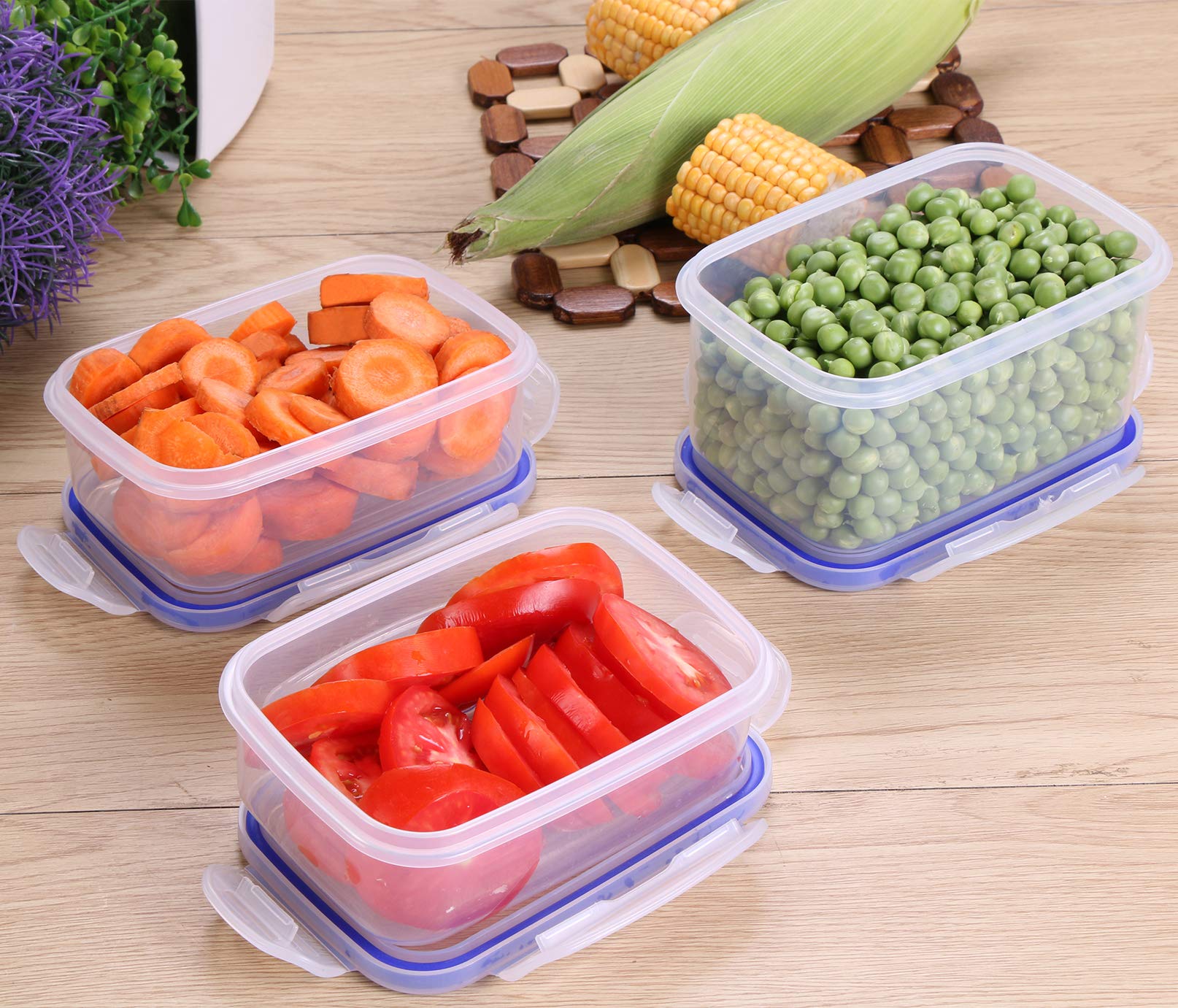 Utopia Kitchen Plastic Food Storage Container Set with Airtight Lids - Pack of 18 (9 Containers & 9 Snap Lids) - Reusable & Leftover Food Lunch Boxes - Leak Proof, Freezer & Microwave Safe