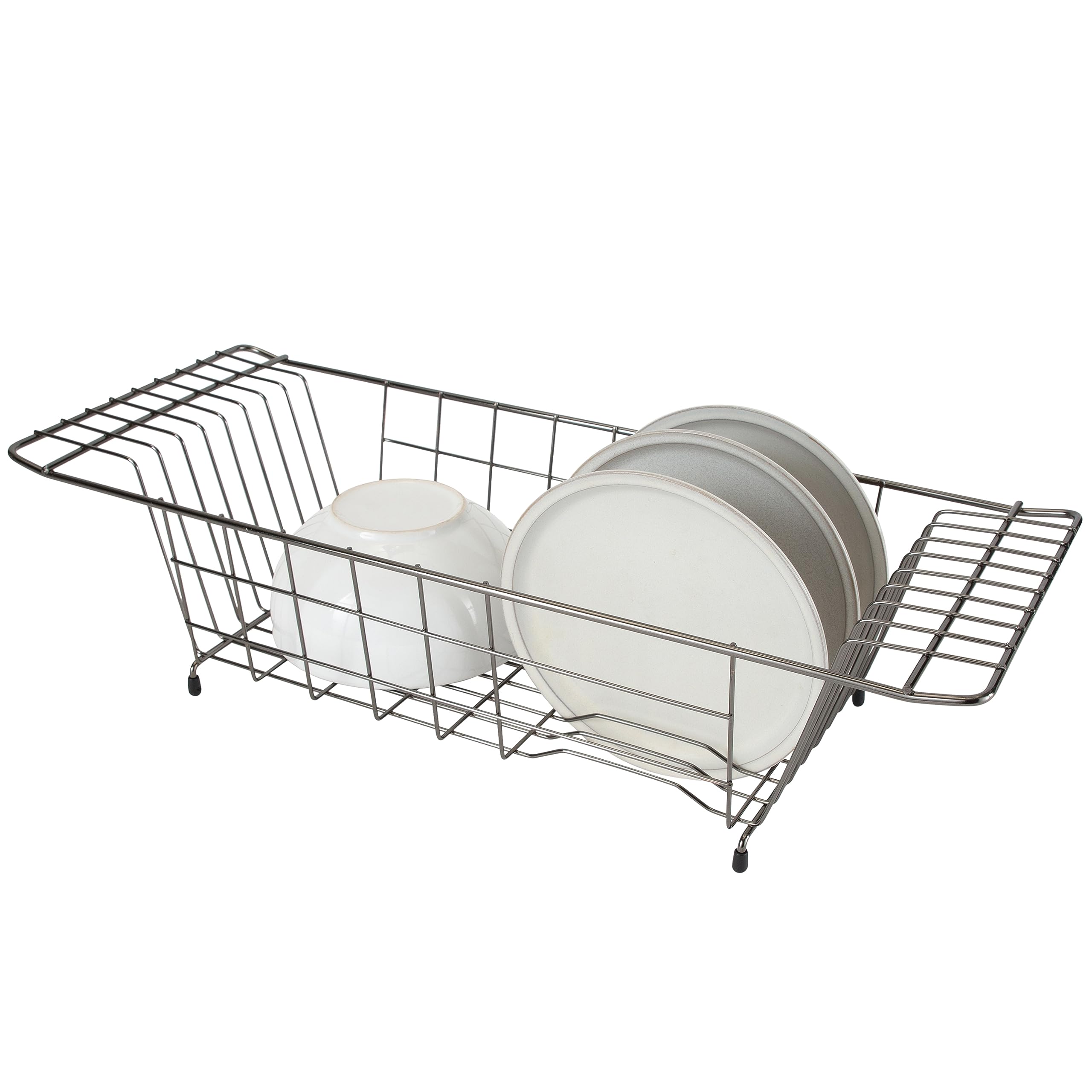 Kitchen Details Sink Dish Drainer Drying Rack | Dimensions: 19.88" x 8.07" x 4.92" | Space Saving | Fits Over Most Sinks | Durable | Onyx