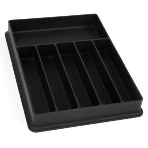 silicone rubber non-slip, non-toxic, black silverware and cutlery organizer for kitchen drawer 12x16