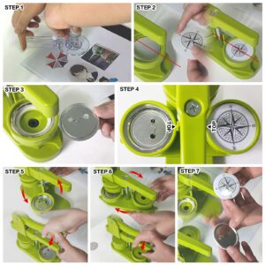 Button Maker Machine 58mm Pin Badge Maker Installation-Free DIY Pin Badge Button Maker Press Machine Badge Punch Press with Free 100pcs Button Parts Pictures Circle Cutter Magic Book