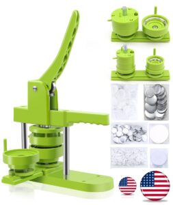 happizza button maker machine multiple-sizes - pin maker machine 1.25 inch+2.25 inch, interchangeable button-models badge button press machine with 200 sets 32+58mm button maker supplies&circle cutter