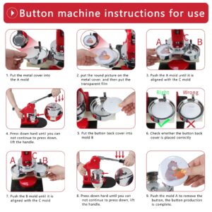 MK.Bear Button Maker Machine Multiple Sizes, Pin Maker Button Machine 1.25+2.25 Inch (32+58mm), DIY Button Press Machne Kit with 200 Button Parts Supplies, Comes with Circle Cutter and Cutting Mat