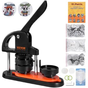 vevor button maker machine, 2.25 inch/58mm pin maker with 100pcs button parts, button maker with panda magic book, ergonomic arc handle punch press kit, for children diy gifts and christmas