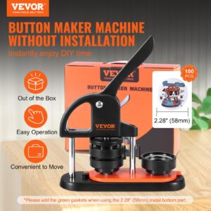 VEVOR Button Maker Machine, 2.25 inch/58mm Pin Maker with 100pcs Button Parts, Button Maker with Panda Magic Book, Ergonomic Arc Handle Punch Press Kit, for Children DIY Gifts and Christmas