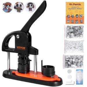 vevor button maker, 1.25 inch/32mm pin maker with 500pcs button parts, ergonomic arc handle punch press kit, button maker machine with panda magic book, for children diy gifts and christmas