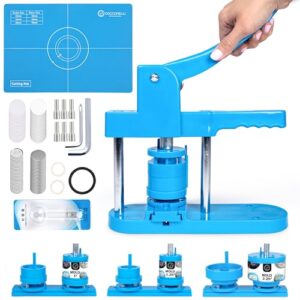 button maker machine multiple sizes (1+1.25+2.25 inch) with 300 buttons - includes photo button making tutorial and cutting mat- easy heavy duty diy button maker for kids and adults (cocconelli)