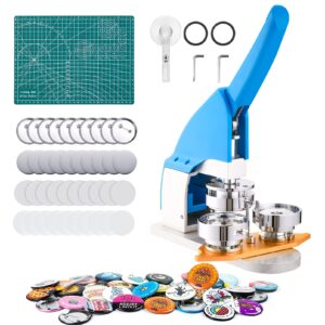 button maker machine 58mm(2.25in) installation-free diy pin badge button maker press machine button round badge maker punch press machine with 100 set button parts&circle cutter &cutting plate&spanner