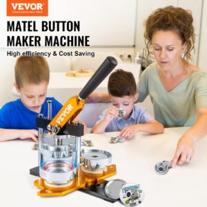 VEVOR Button Maker Machine, 75 mm(3 inch) Badge Punch Press Kit, Children DIY Gifts Pin Maker, Button Making Supplies with 100pcs Button Parts & Circle Cutter & Magic Book